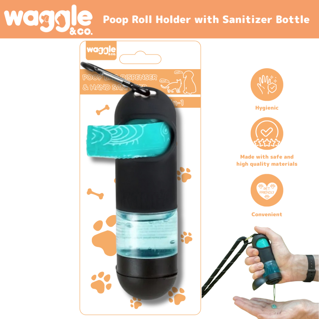 Waggle & Co. Poop Bag Holder with Sanitizer Compartment / Pet Poop Bag ...