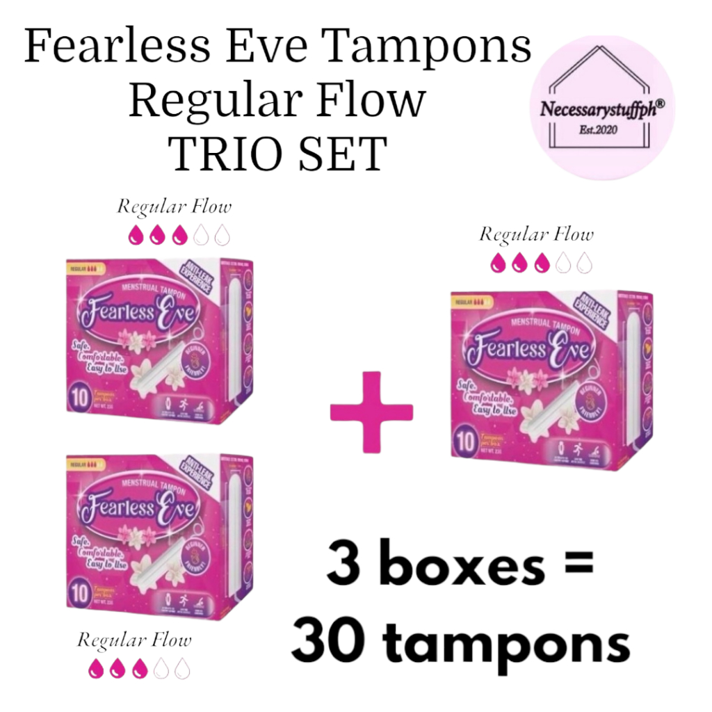 Fearless Eve Menstrual Tampons for Regular Flow TRIO Boxes = 30 pcs ...