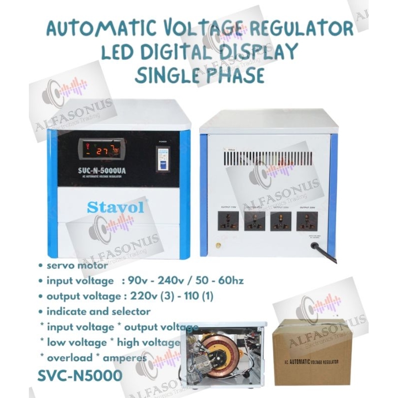 Stavol SVC-N5000 / 5000VA / 5000W / AVR, LED Digital, 100% Pure Copper ...
