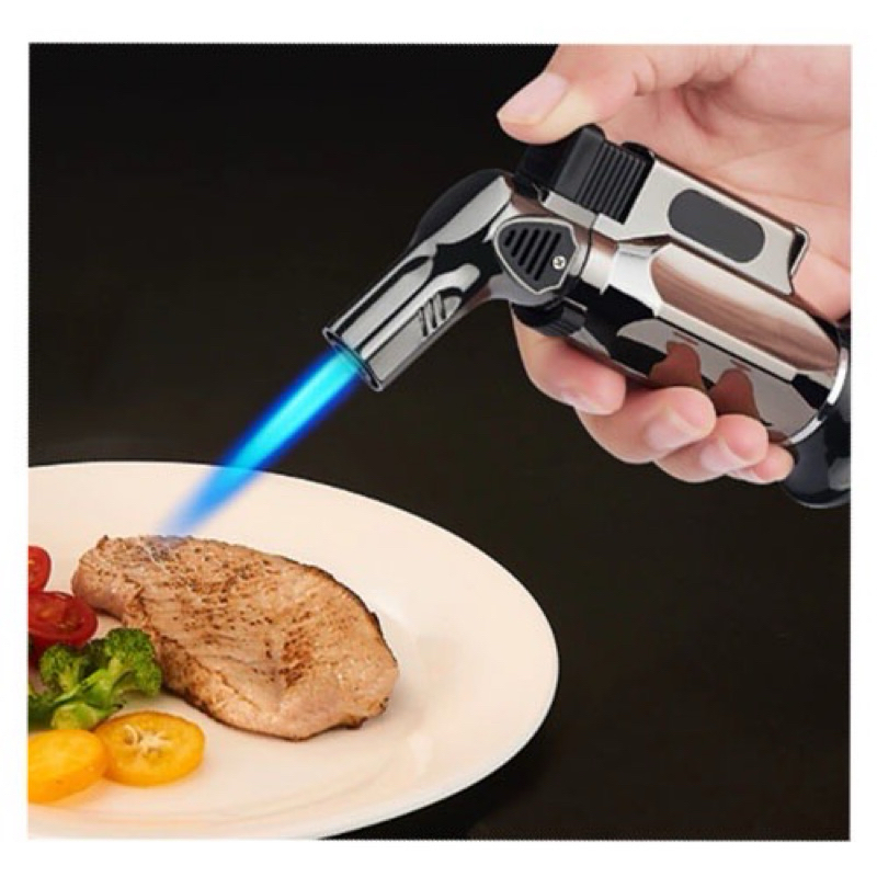Outdoor BBQ Metal Lighter Three Flame Torch Turbine Windproof Natural ...