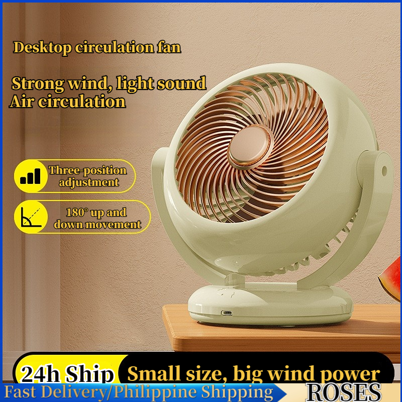 Shaking Head Mini Fan Rechargeable Long Life Portable Small Fan Desktop ...