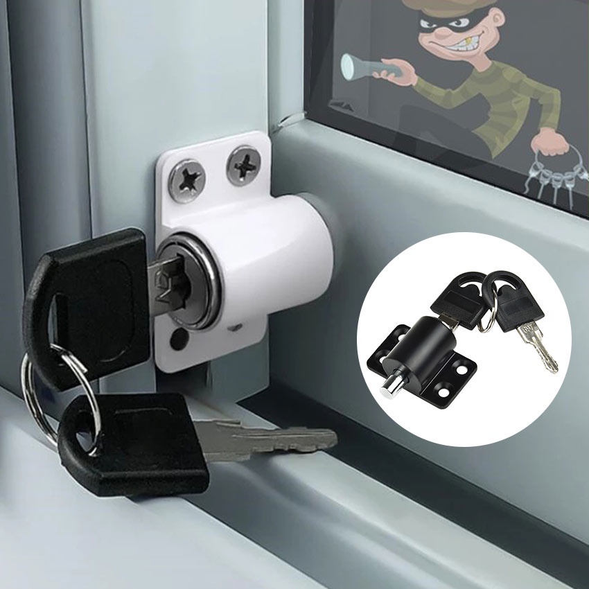 Sliding Door Patio Window Bolt Catch Push Security Lock with 2 Keys ...