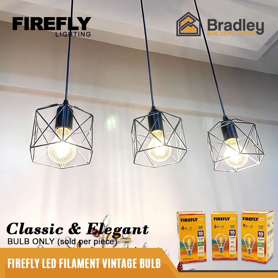 Firefly LED Filament Vintage Bulb Warm White(4W | 6W | 9W) | Shopee ...