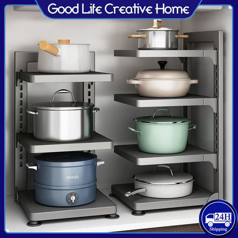 Organizer 2/3/4 Layer Organizer rack Kitchenware Storage Pot Rack ...