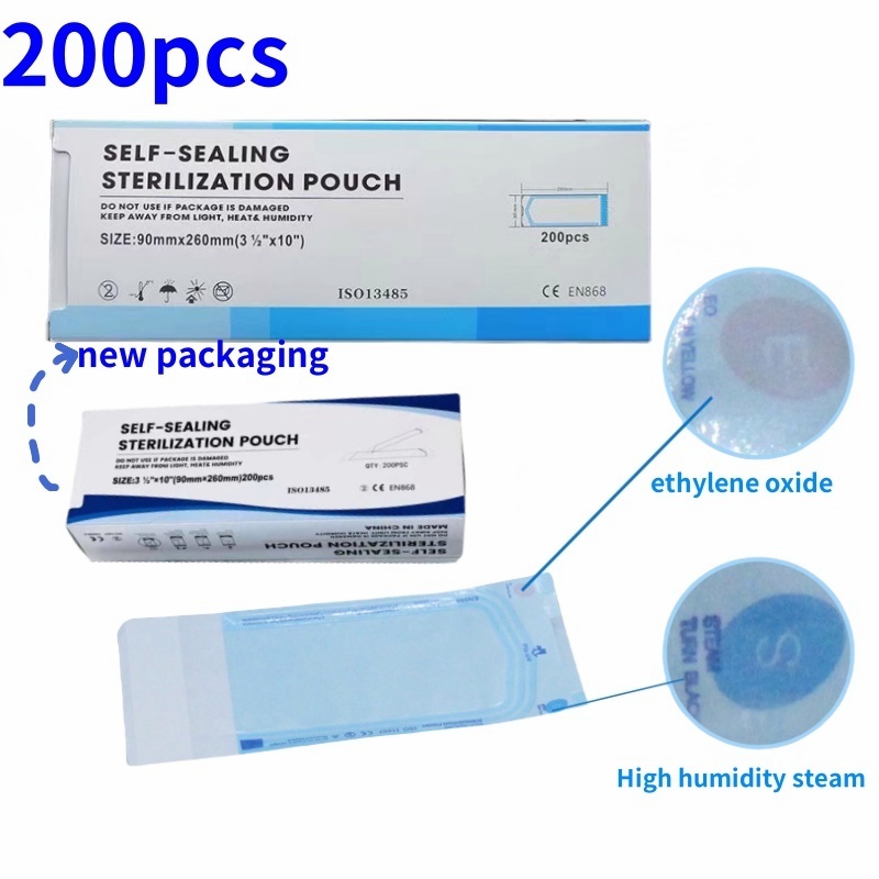 200pcs/Set Self-Sealing Sterilization Pouch/Medical Dental Sterile Bags 3 1/2 X10 Medium Size ...
