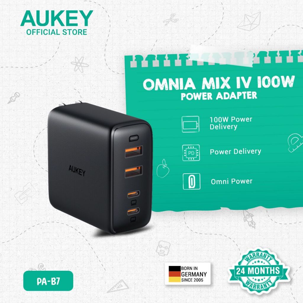 AUKEY PA-B7 Omnia Mix 4 100W PD Wall Charger with GaN Power Tech | Shopee Philippines