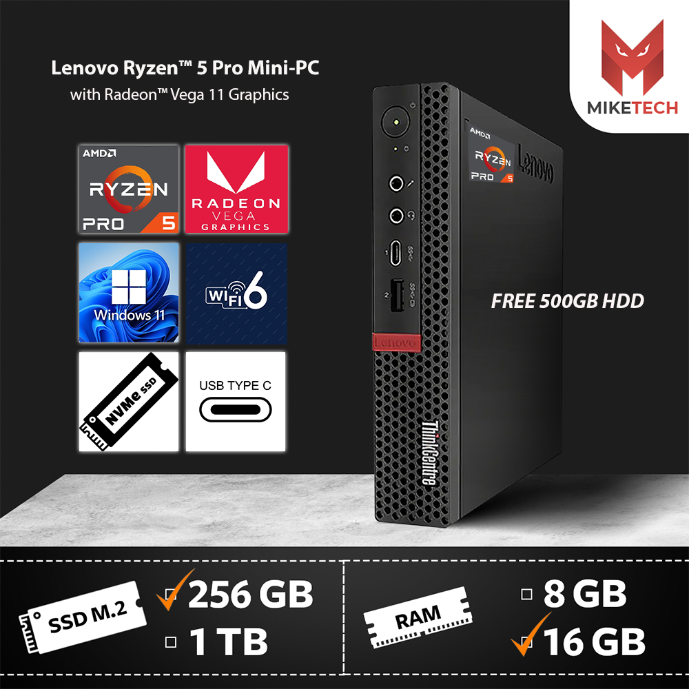 Lenovo Ryzen Gaming Mini-PC w/Radeon Graphics 16GB RAM 256GB NVMe-SSD ...