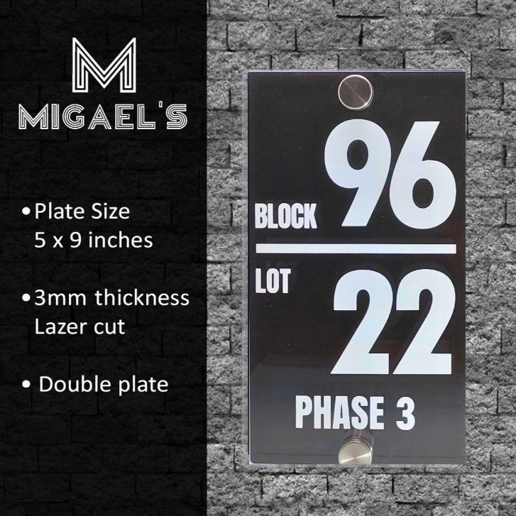 HOUSE NUMBER PLATE/HOME NUMBER/BLK AND LOT/PERSONALIZED SIGNAGE/ACRYLIC ...
