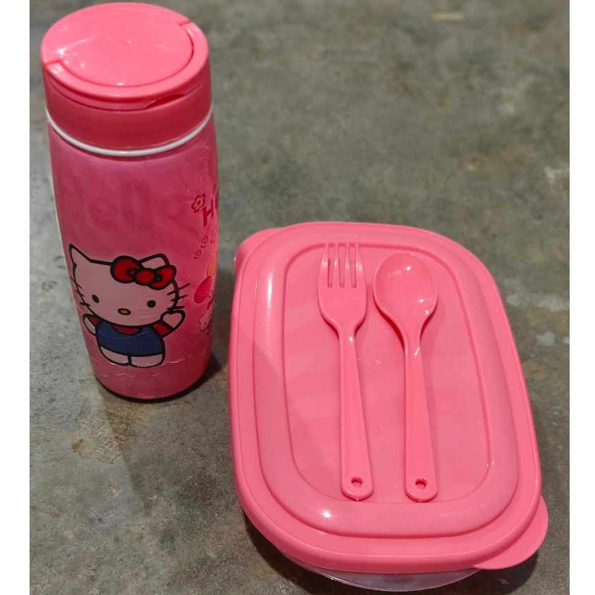 DISNEY CHARACTER LUNCH BOX BOY AND GIRL WITH SPOON AND FORK | Shopee ...