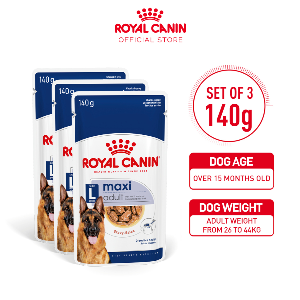 Royal Canin Maxi Adult (140g x 3 pouches) Wet Dog Food - Size Health Nutrition | Shopee Philippines
