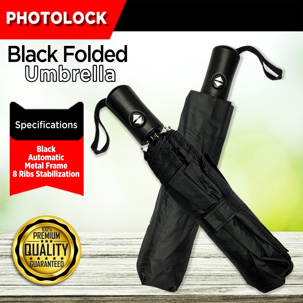 Printable Black Foldable 8 Ribs Umbrella Automatic 3 Fold Umbrella ...