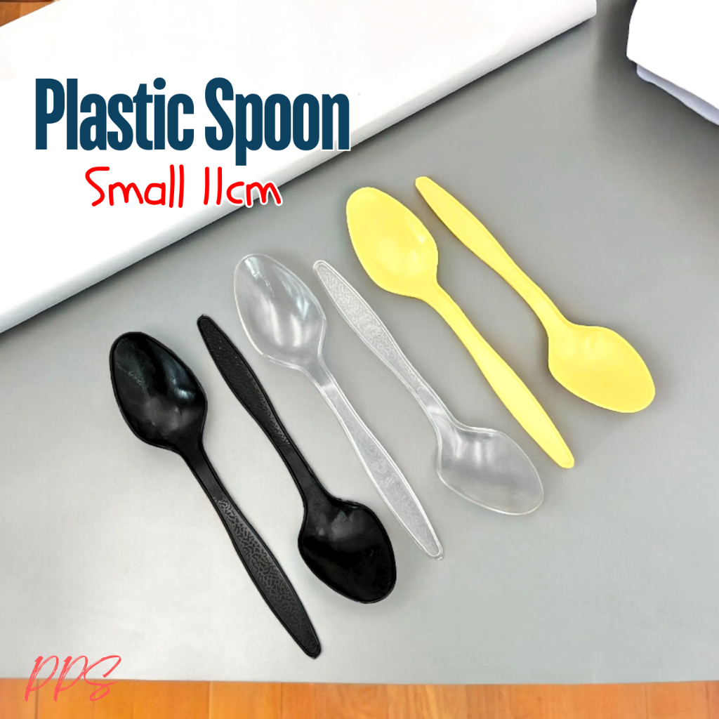 100pcs Mini Plastic Spoons Clear/Colored Disposable Spoon Ice Cream ...