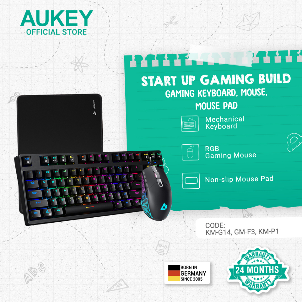 AUKEY Start Up Gaming Build with KM-G14 Mechanical Keyboard, GM-F3 ...