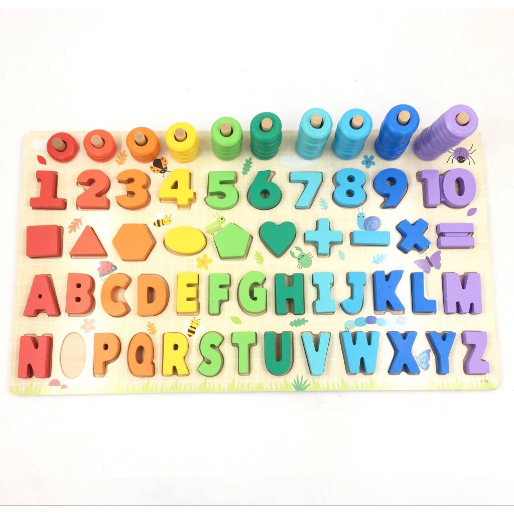 ANKO Large Wooden Stack Letters Shape and Count Puzzle | Shopee Philippines