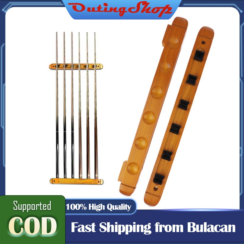 Billiard Cue Rack 6 Holes Wooden Billiard Stand Wall Mount Snooker ...