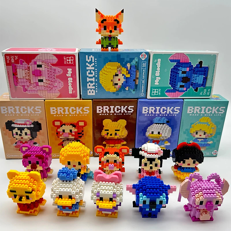 Nano Blocks Cute Cartoon doll Building Blocks Pooh SpongeBob Puzzle ...