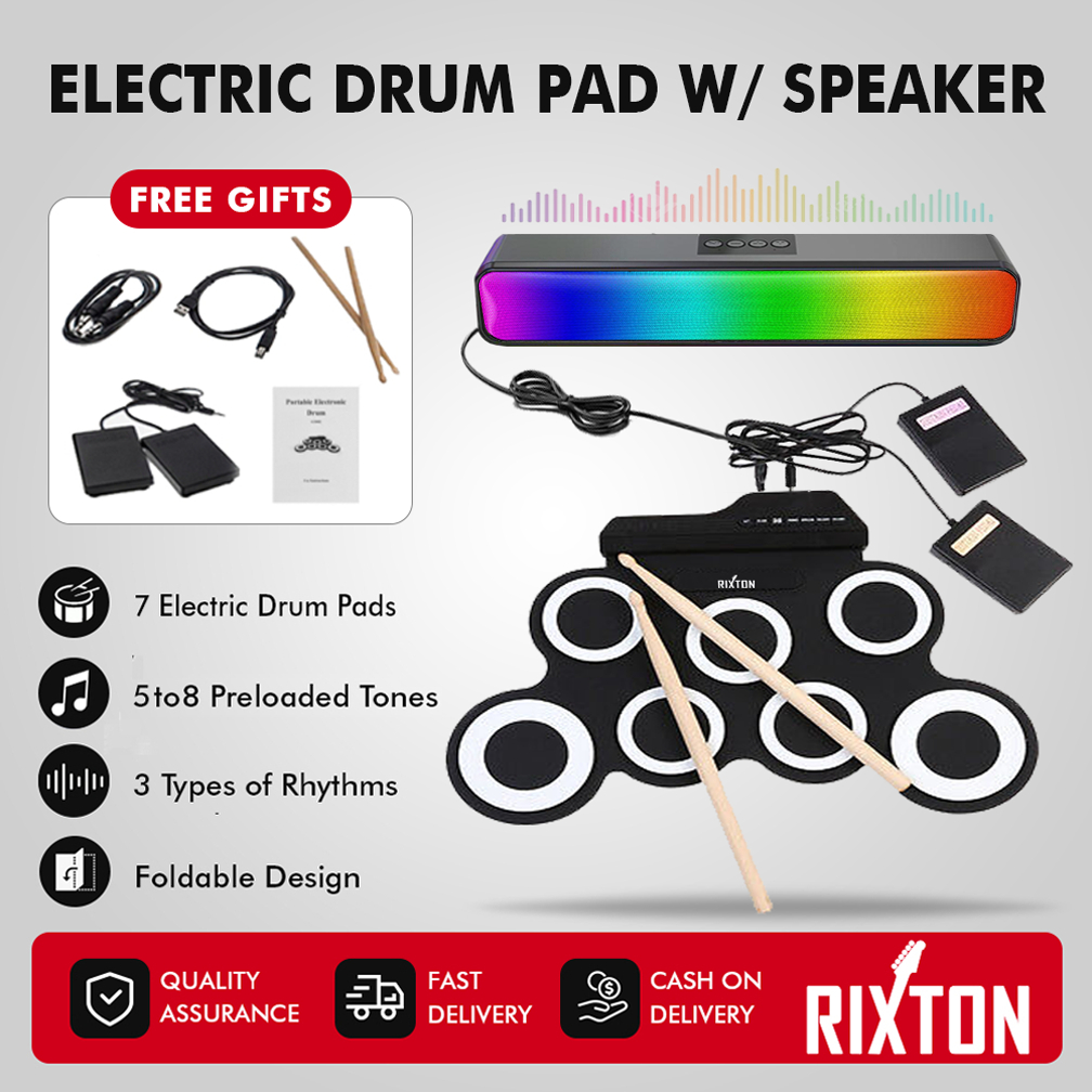 RIXTON Portable Digital Drum Set Silicone Electric Drum Pag Kit with ...