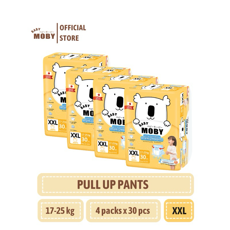 Baby Moby Chlorine Free Diaper Pull-up Pants XXL Size 30 x 4 Packs (120 ...