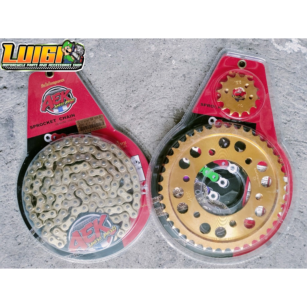 AEK YAMAHA SNIPER 150 / FZ-16 CHAIN SET HEAVY DUTY GOLD SERIES 100% ...