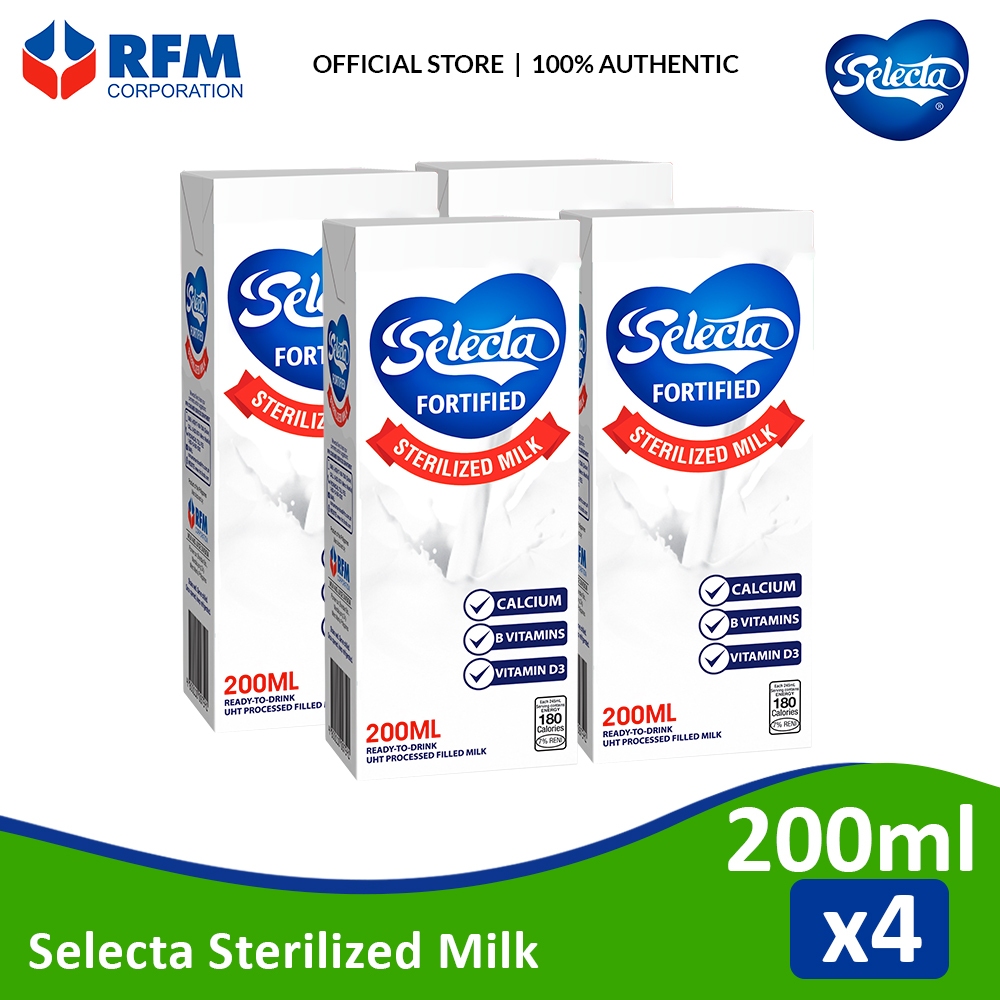 Selecta Sterilized Milk 200ml - Set of 4s | Shopee Philippines