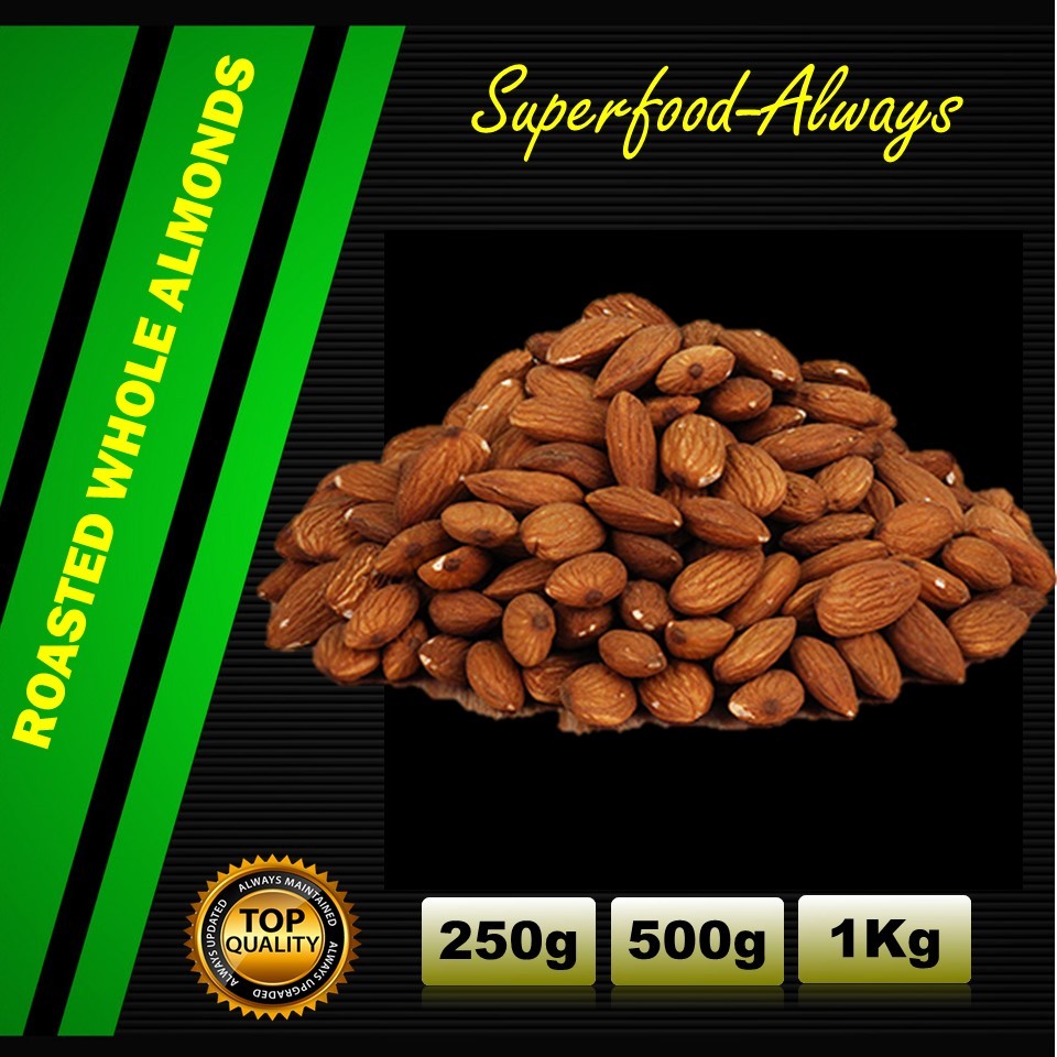 Roasted Whole Almonds (Plain, Oil free, Unsalted - 250g, 500g, 1Kg) by Superfood Always | Shopee ...