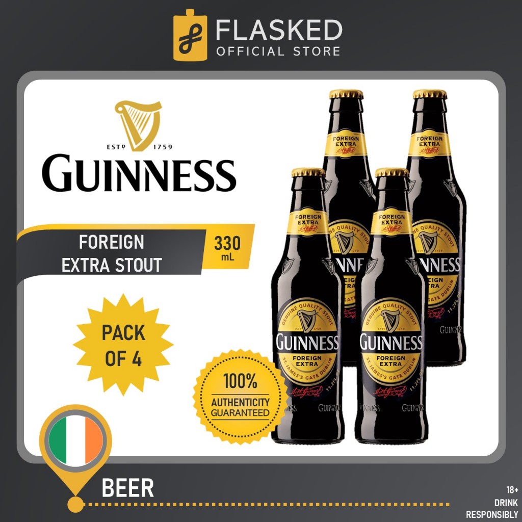 Guinness FES Foreign Extra Stout Irish Beer 4 Bottles 330mL | Shopee ...