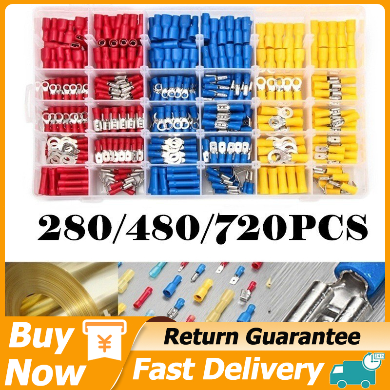 280/480pcs/set Insulation Terminal Wire Connector Whit Wire Cable Heat ...