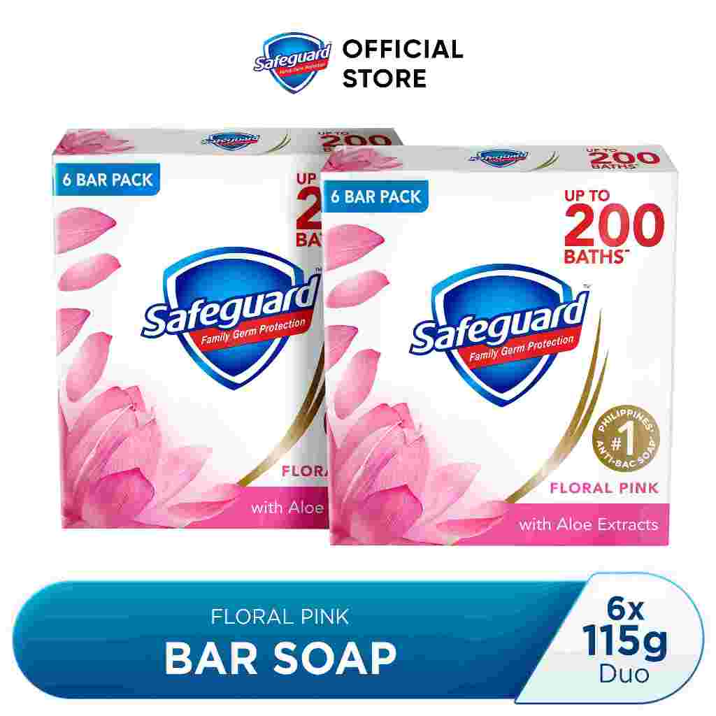 Safeguard Antibacterial Soap Bar 6pid Value Pack Floral Pink with Aloe ...