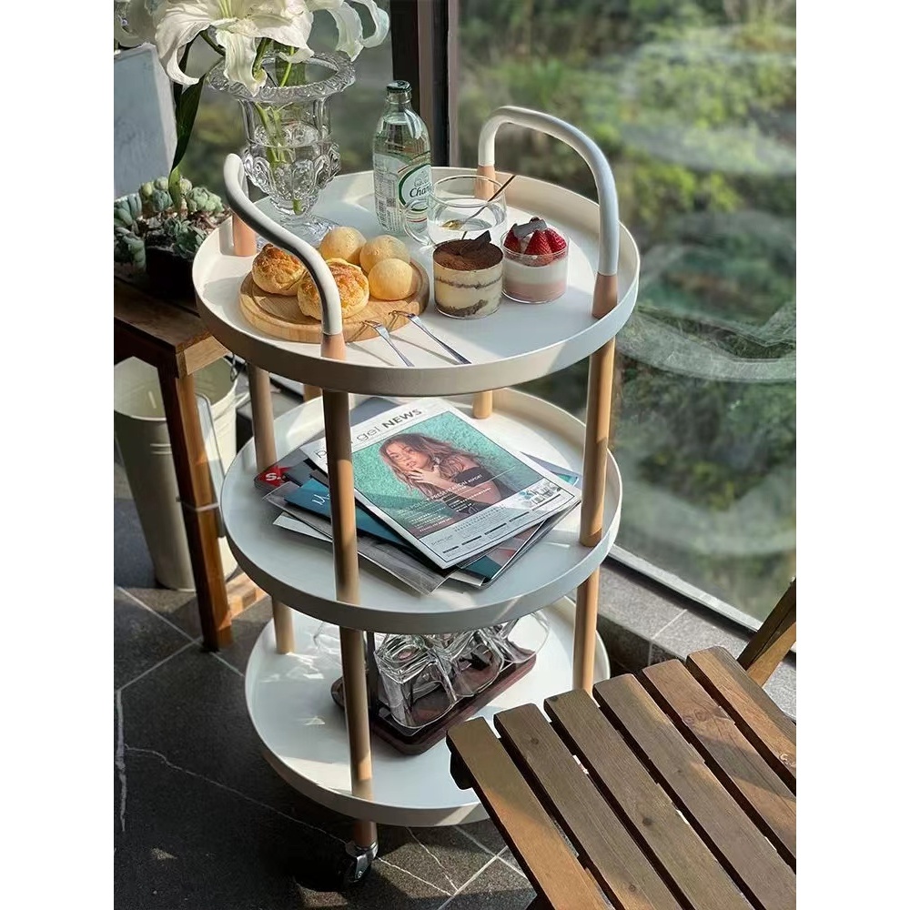 3-Tier Small Bar Cart Serving Cart with Wheels and Handle Mobile Sofa ...