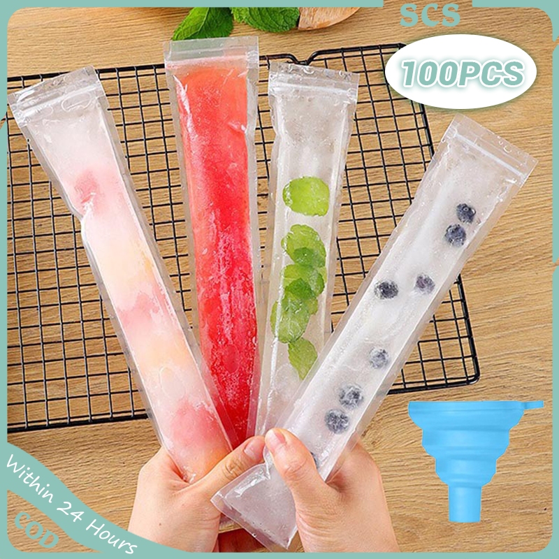 100PCS Disposable Ice Popsicle Mold Bags with Zip Seals for Healthy ...