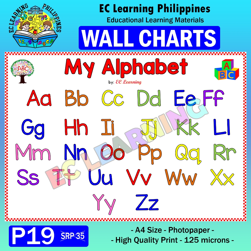 ALPHABET (ABC) Laminated Educational Wall chart and Poster for Kids - EC LEARNING PHILIPPINES ...