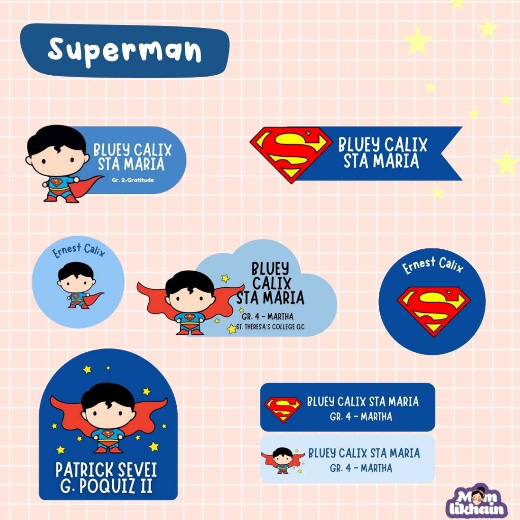 Personalized Superman Name Stickers For Kids Waterproof Fadeproof Back ...