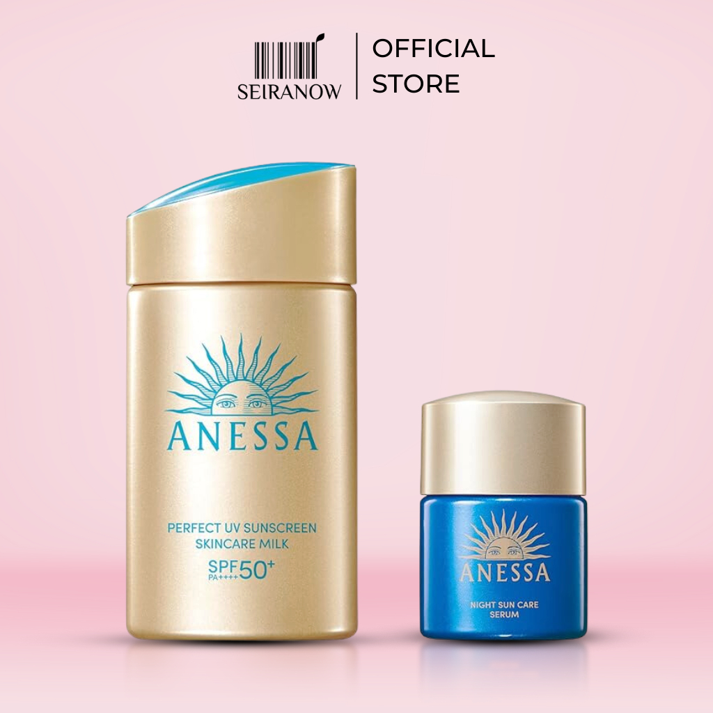 Anessa Perfect UV Sunscreen Skincare Milk with Night Sun Care Serum ...