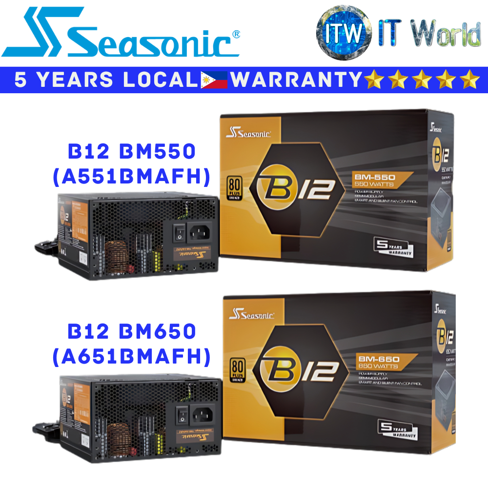Seasonic PSU 550W/650W Power Supply Unit B12 BM Series 80+ Bronze Semi ...