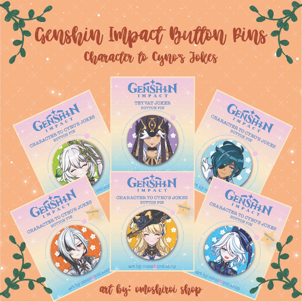 GENSHIN IMPACT BUTTON PINS | GENSHIN PINS | CHARACTER TO CYNO'S JOKES ...