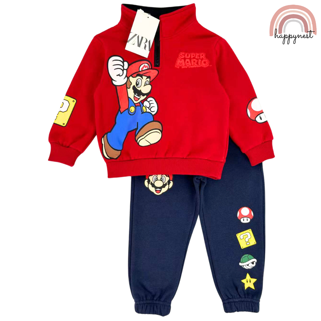 HM Super Mario Hoodie Zipper Nintendo Red Pullover Boys Terno OOTD 2 ...