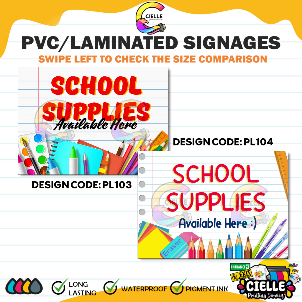 PVC/LAMINATED/STICKER SIGNAGES (PL103&PL104) - SCHOOL SUPPLIES ...