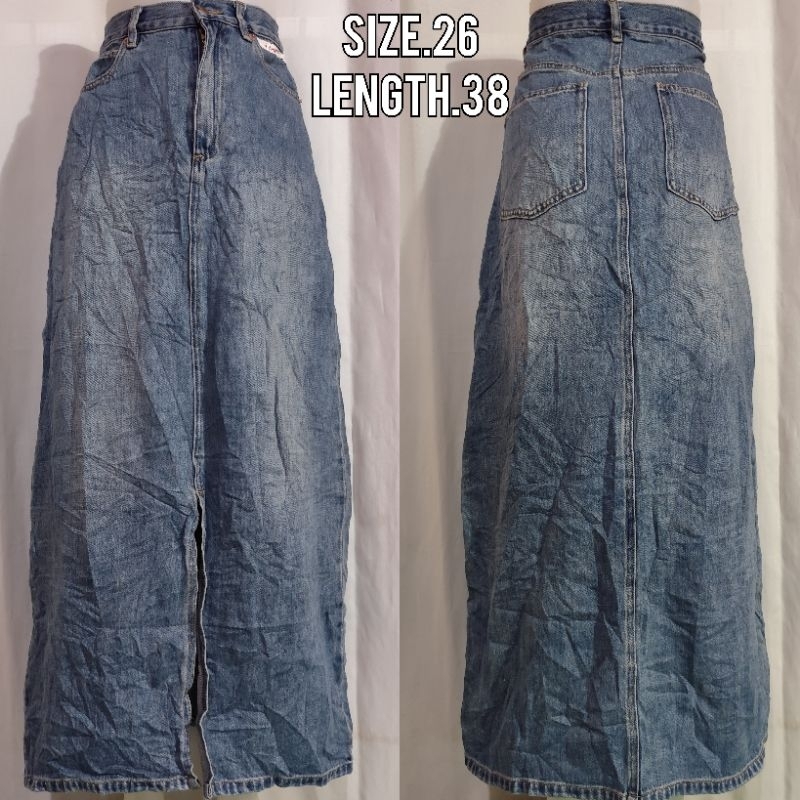 B45 PRELOVED DENIM SKIRT LONG | PALDA 3 | Shopee Philippines