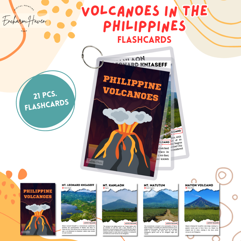 'VOLCANOES IN THE PHILIPPINES' Fully Laminated Educational Flashcards ...