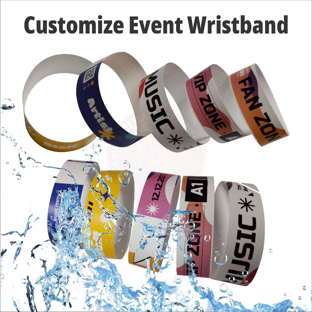 100pcs Customize events paper wristband resort pool pass concert ...
