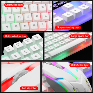 Inplay STX200 Keyboard Mouse Set Rainbow RGB Suspended Backlit Gaming ...