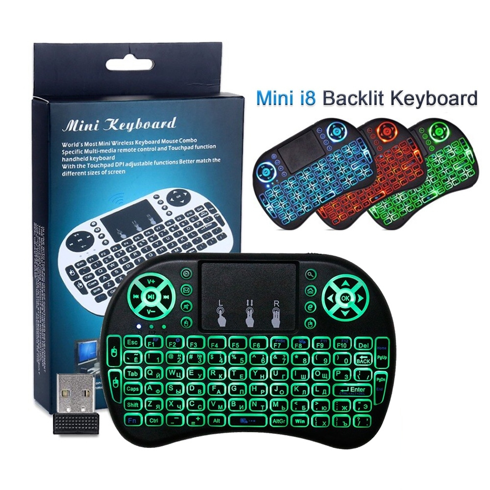 I8 Mini Keyboard 2.4GHz 3-color Backlight Wireless with Bluetooth ...