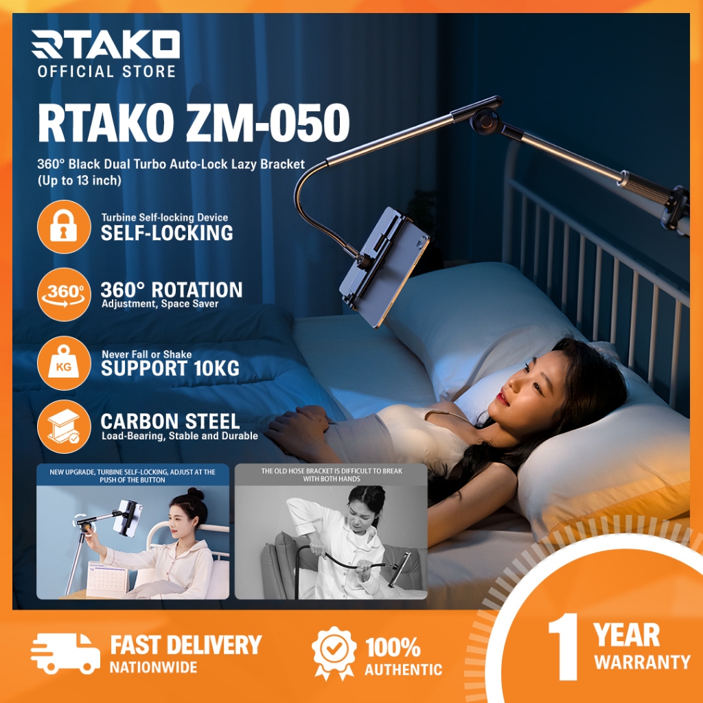 RTAKO Dual Turbo 360 Long Auto-Lock Lazy Bracket Unrestricted angle simple operation mobile ...