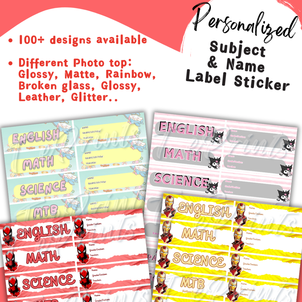 Subject Label Sticker / Name Label Sticker / School Subject Sticker ...