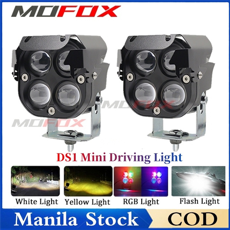 MOFOX DS1 Mini Driving Light 3 color red and blue high beam/low beam ...