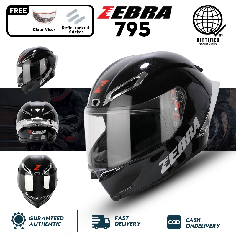 Zebra 795 #1 Motorcycle Full Face Helmet Single Visor For Men And Women ...