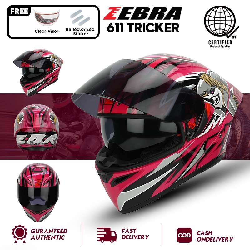 ZEBRA 611 MAX TRICKER Design Motorcycle Helmet Full Face Dual Visor ...