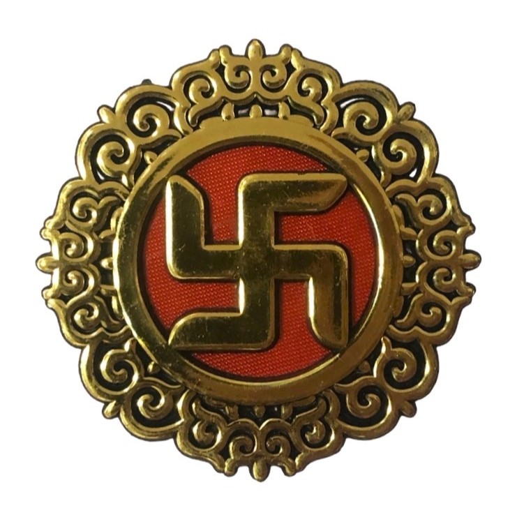 TNT Swastik Sticker - Gold/Red - Round - 3D - Door/Wall - For Good Luck ...
