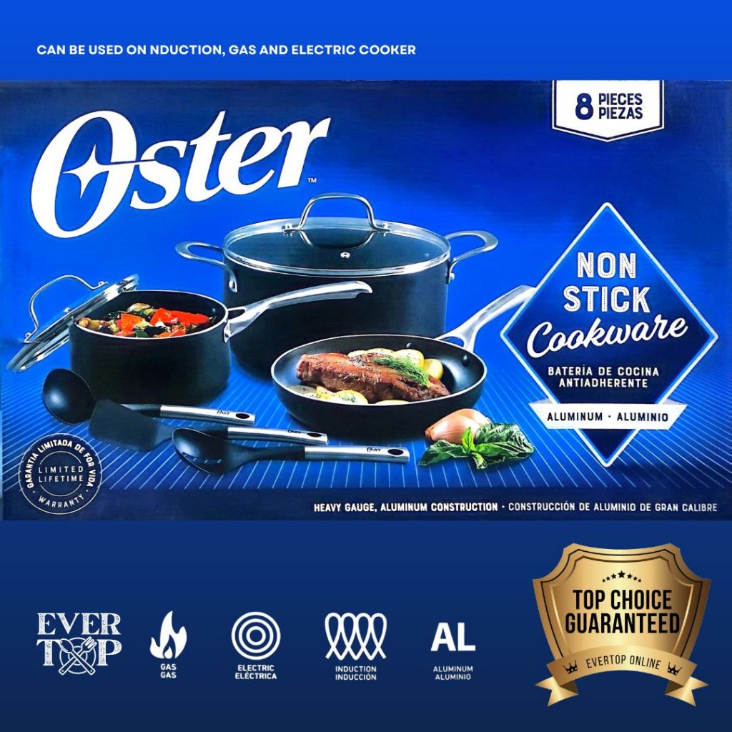 Oster Palladium 8-Piece Cookware Set 3.0mm NON STICK PAN for induction ...