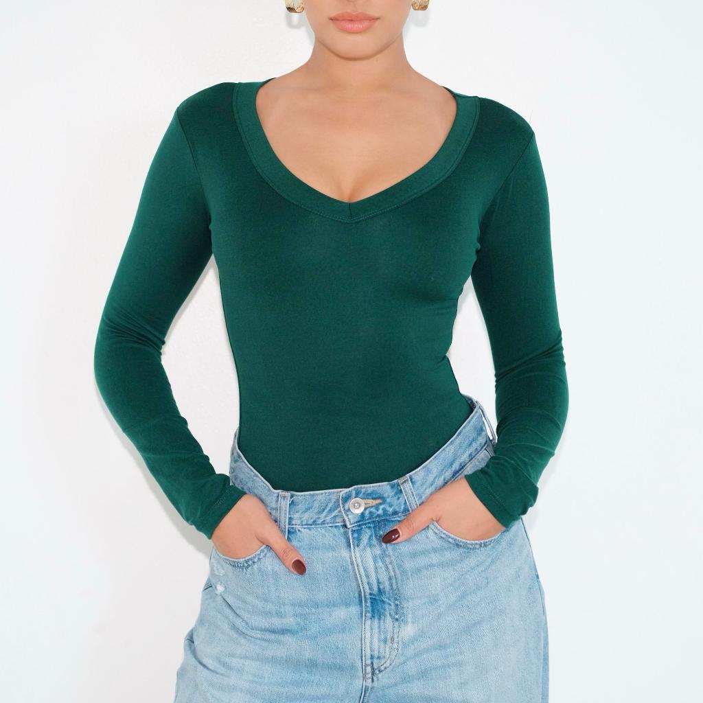 Mera Evalina V-Neck Long Sleeve Top Seamless | Shopee Philippines